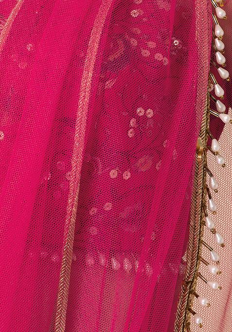 Buy Women Hot Pink Mesh Dupatta - AW'23 Collection - Indya