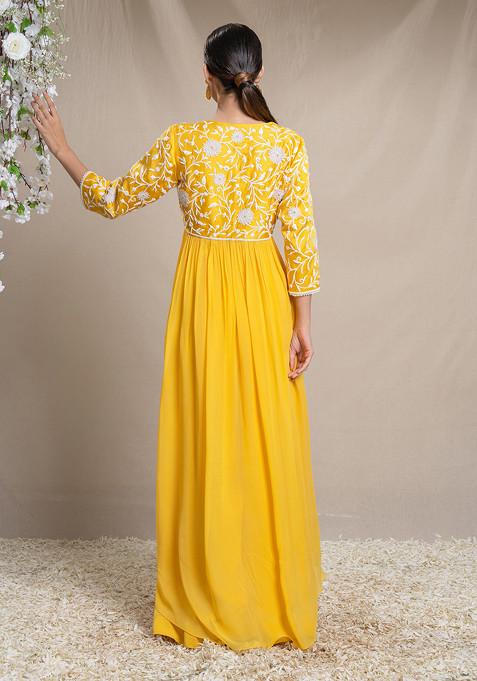 Buy Women Yellow Applique Work Jacket Set - WLK00710 - Luxury Designers ...