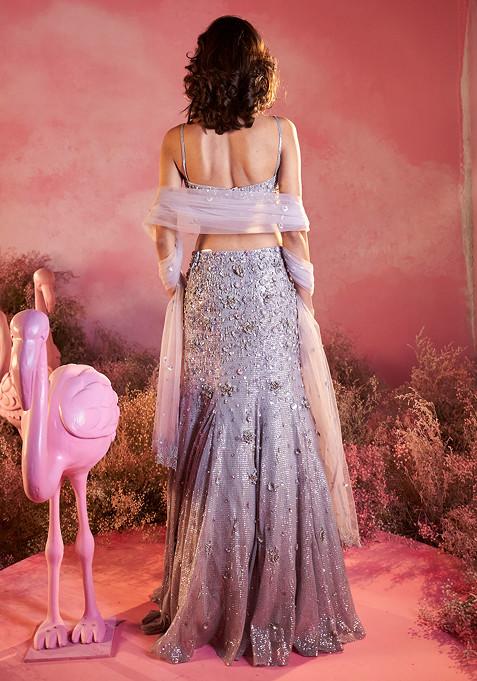 Buy Women Grey Myra Applique Work Lehenga Set - WLL00036 - Luxury ...