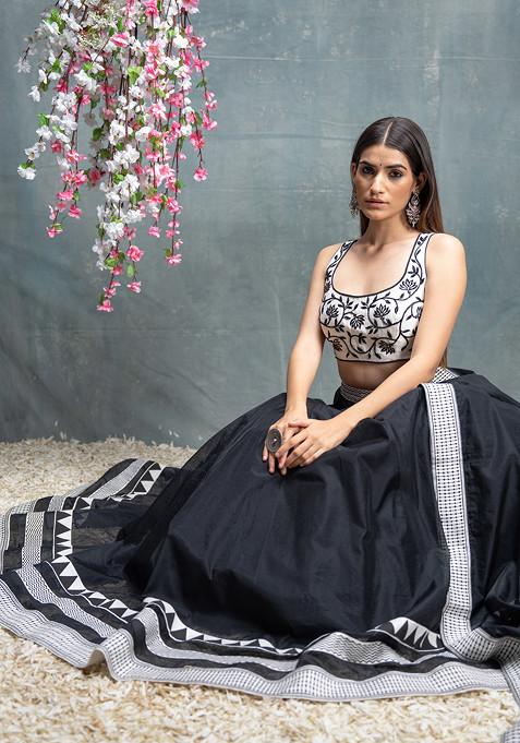 Buy Women Ivory Block Print Lehenga Set - WLL00340 - Luxury Designers ...