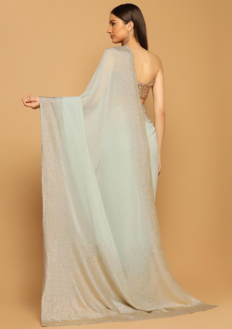 Buy Women Powder Blue Sequin Embroidered Saree Set - WLS00080 - Sarees ...