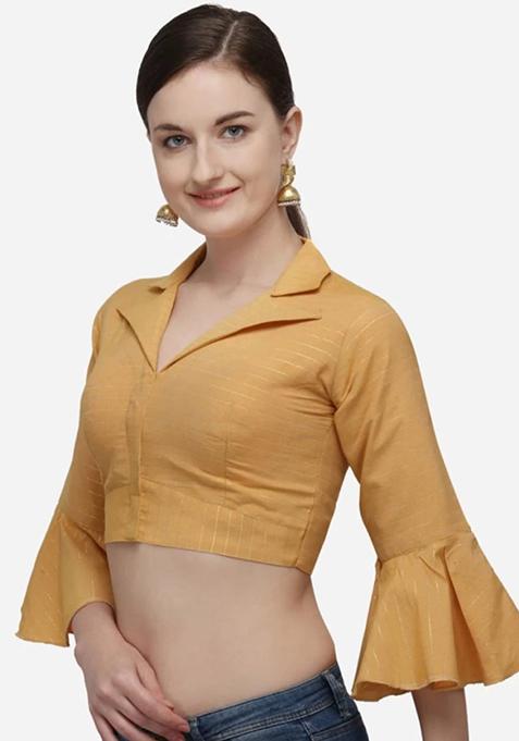 Buy Women Mustard Yellow Embroidered Cotton Blouse - XBL00651 - Blouses ...