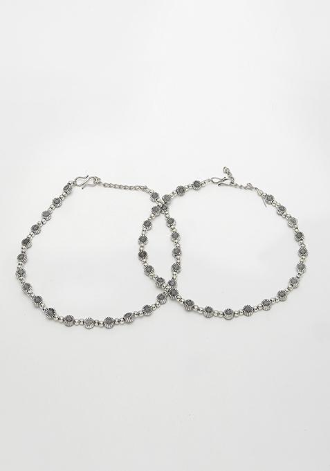 Buy Women Silver Set Of 2 Plated German Anklets - XJA00693 - Fashion ...