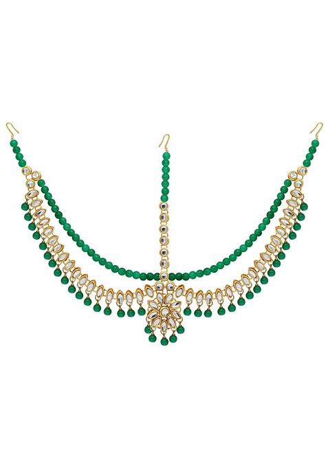 Buy Women Green Imitation Pearl And Kundan Matha Patti - XJA0527 ...