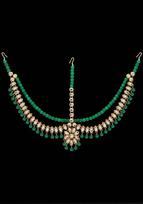 Buy Women Green Imitation Pearl And Kundan Matha Patti - XJA0527 ...