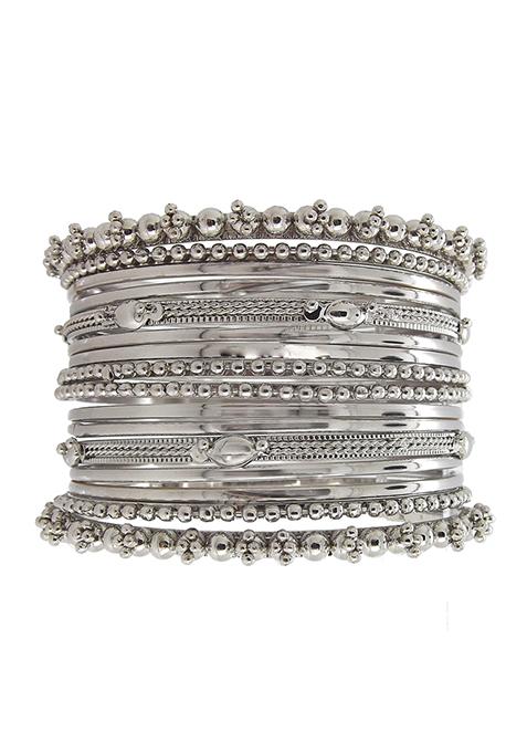Buy Women Silver Oxidised Traditional Bangles Set - XJB0155 - Gifts for her - Indya