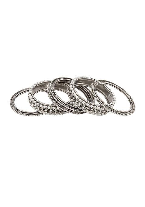 Buy Women Silver Plated Pearl Cz Stone Fusion Bangles - XJB0165 - Gifts ...