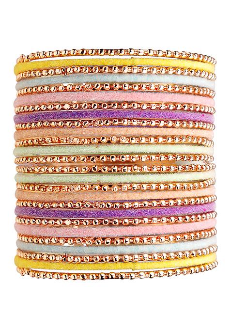Buy Women Rose Gold Plated Pastel Multicolor Velvet Bangles - XJB0186 ...
