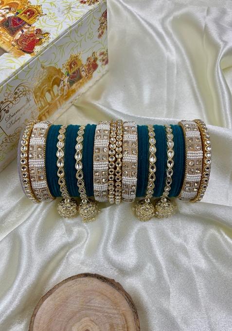 Buy Women Rani Pink Kundan Metal And Plastic Wedding Chuda Bangle Set ...