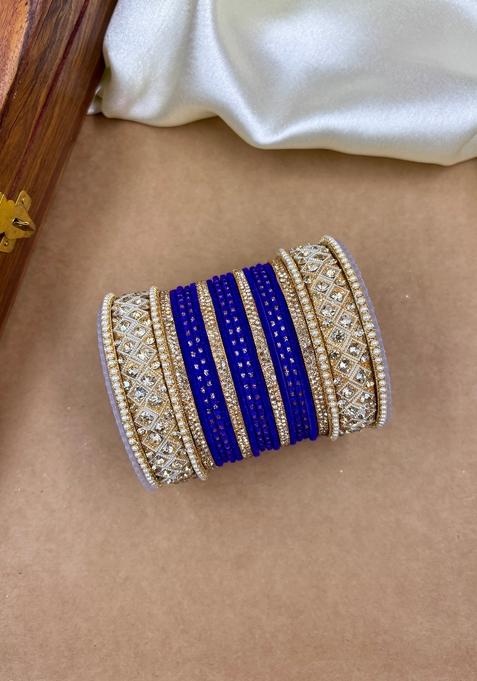 Buy Women Jamli Purple Velvet Dot Metal And Plastic Wedding Chuda ...