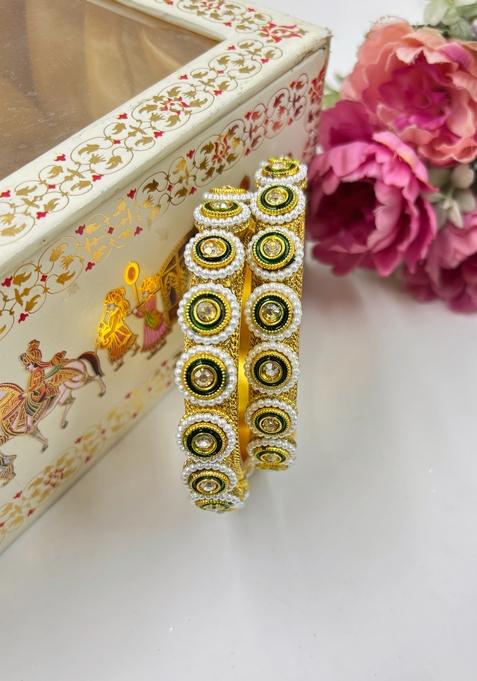 Buy Women Golden Gokhru Metal And Plastic Wedding Chuda Bangle Set ...