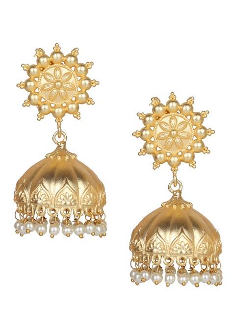 Buy Women Matte Gold Finish Handcrafted Stud Earrings - XJE00092 - Eid ...