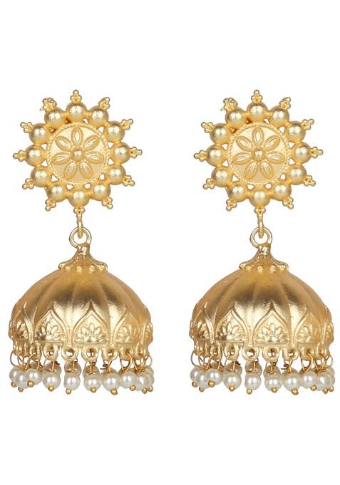 Buy Women Matte Gold Finish Handcrafted Stud Earrings - XJE00092 - Eid ...