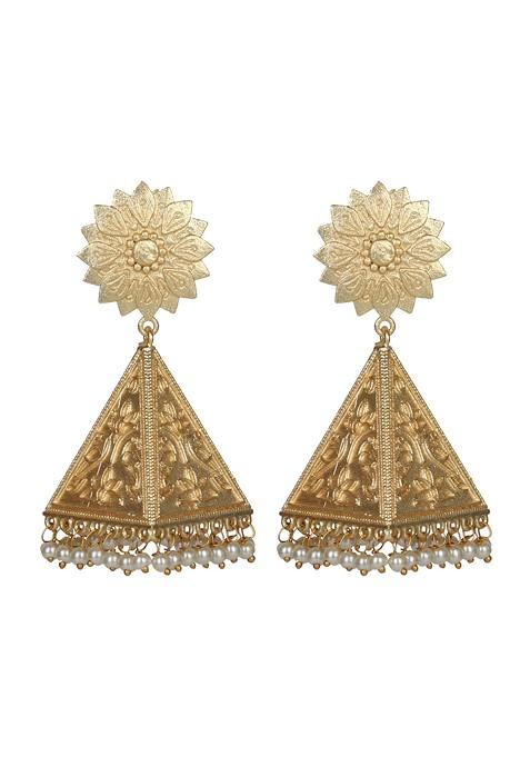 Buy Women Matte Gold Finish Handcrafted Stud Earrings - XJE00096 - Eid ...