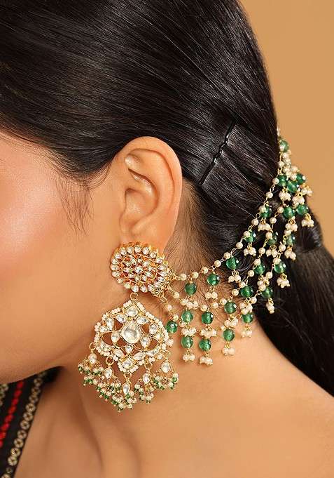 Buy Women 22K Gold Plated Pearls Studded Contemporary Shaped Studs ...