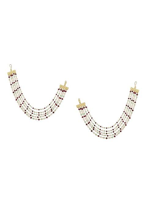 Buy Women Gold Plated Stones Studded And Beaded Ear Chains - XJE53392 ...