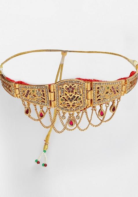 Buy Women Gold Gold Plated Cubic Zirconia Stone Studded Rajputi Choker ...