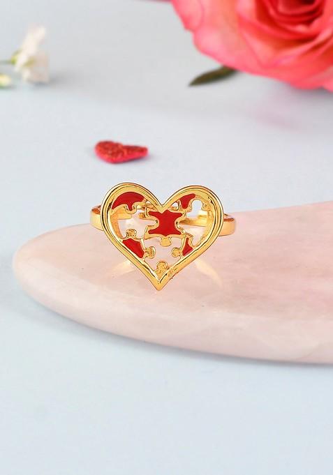 Buy Women Gold Plated Heart Shape Ring - XJR00378 - Fashion Jewelry - Indya