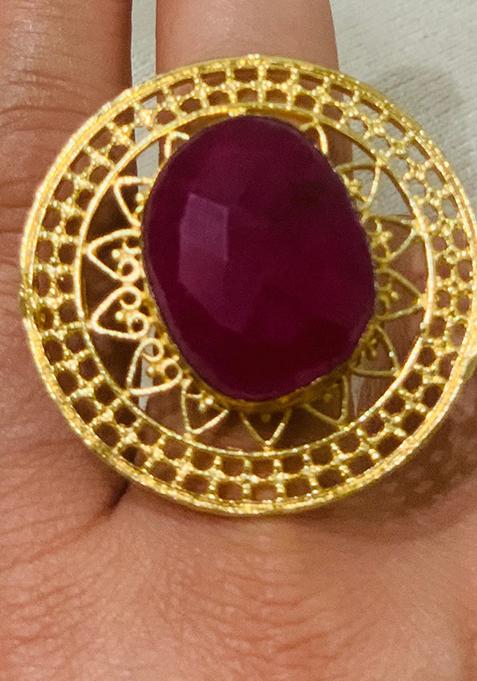 Buy Women Gold Ruby Mesh Elegant Handcrafted Ring - XJR00671 - South ...