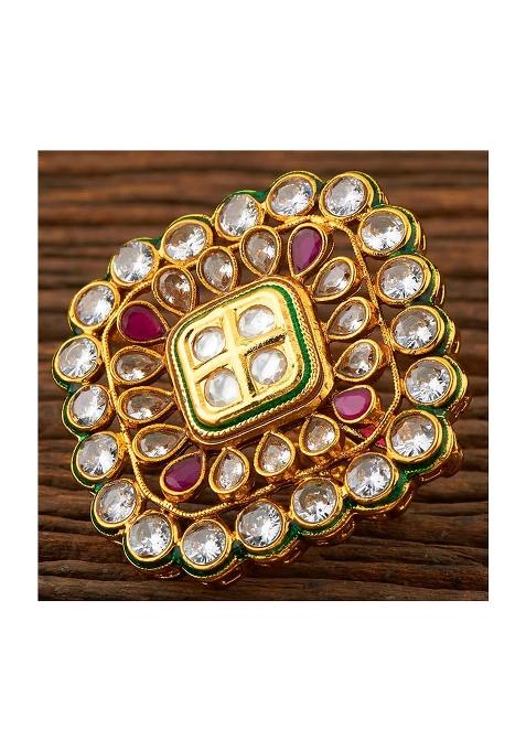 Buy Women Golden White Kundan Finger Ring - XJR00907 - Gifts for her ...