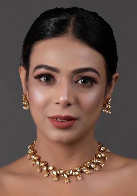 Buy Women White Tear Drop Shaped Necklace And Earrings Set - XJS00100 ...