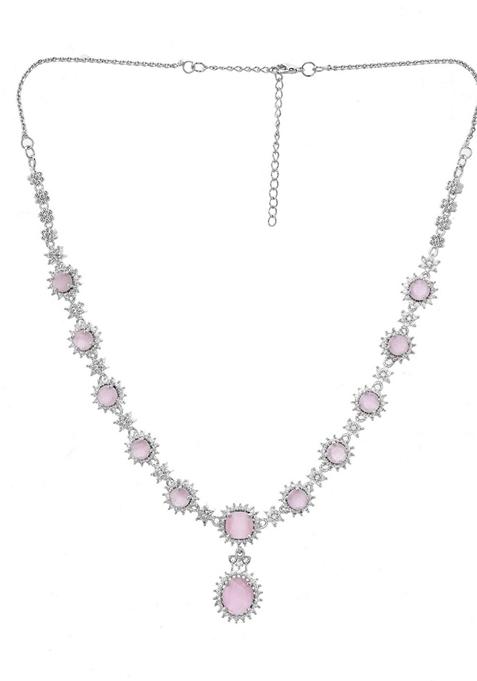 Buy Women Baby Pink Ad Stone Studded Necklace Set - XJS02873 - Gifts ...