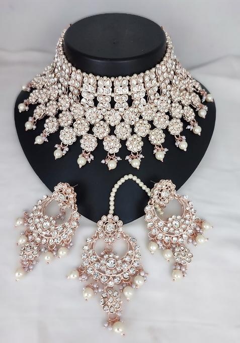 Buy Women White Alloy Stone And Moti Necklace Set - XJS51831 - Gifts ...
