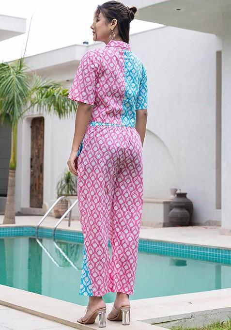 Buy Women Pink Printed Cotton Co Ord Set - XKS19502 - Fits for sisters ...