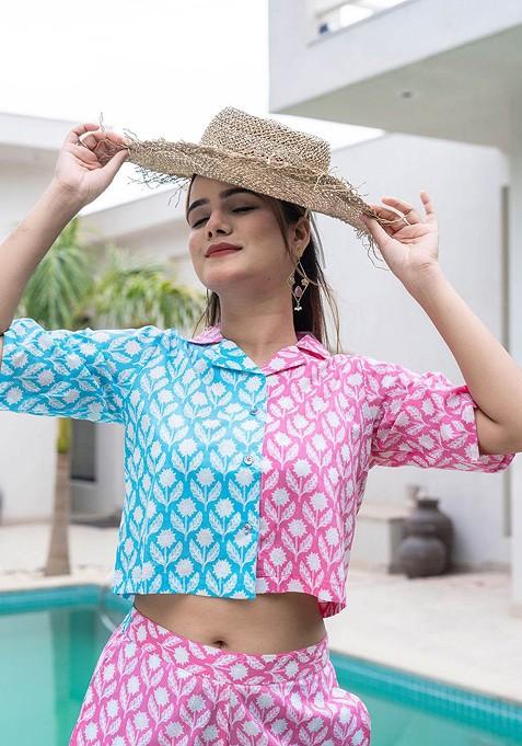Buy Women Pink Printed Cotton Co Ord Set - XKS19502 - Fits for sisters ...