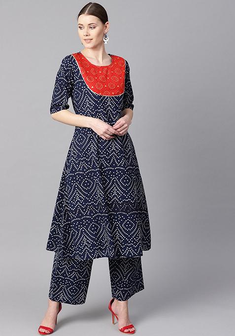 Blue Printed Cotton Kurta