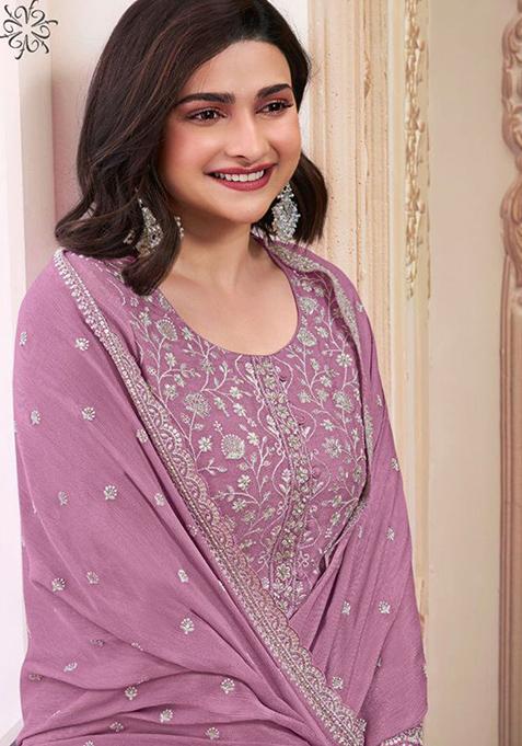 Buy Women Onion Pink Embroidered Silk Kurta Set - XKU01251 - Salwar ...