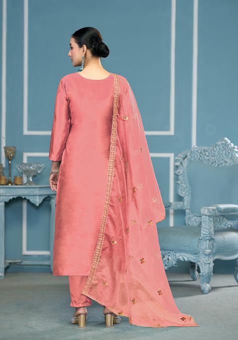 Buy Women Coral Woven Cotton Salwar Kameez - XKU12412 - Eid Kurta Sets ...