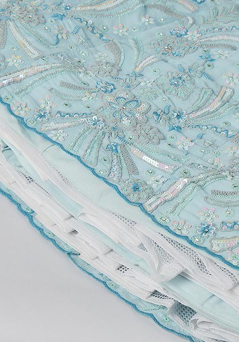 Buy Women Turquoise Sequin Embroidered Lehenga Set - XLH00040 ...