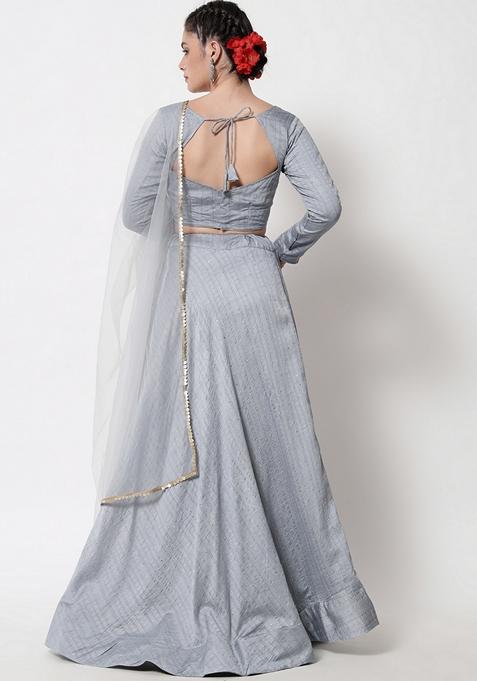 Buy Women Silver Solid Cotton Lehenga Set - XLH06184 - Traditional ...