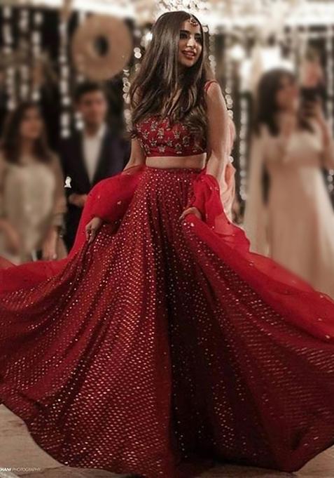 Buy Women Gajri Thread Embroidered Georgette Lehenga Set - XLH08449 ...