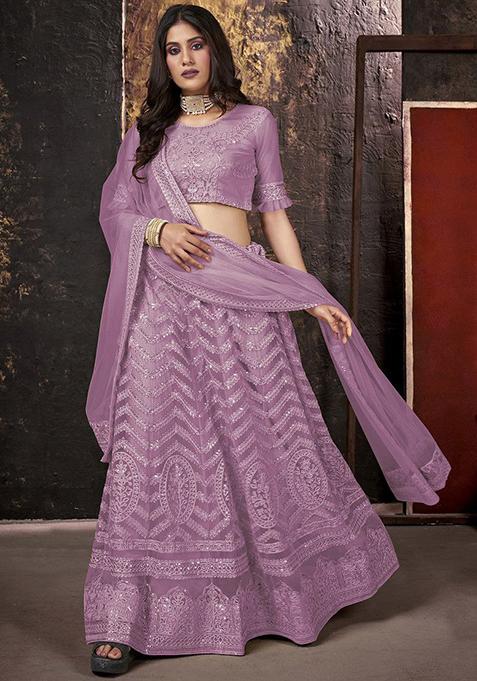 Buy Women Pista Embroidered Net Lehenga Set - XLH11244 - Light Lehengas ...