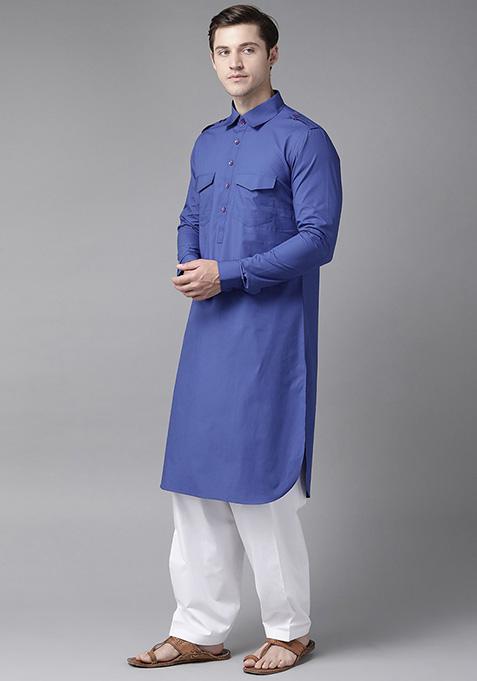 Buy Blue Pathani Kurta Set For Men - XMS00352 - Groom's Edit - Indya
