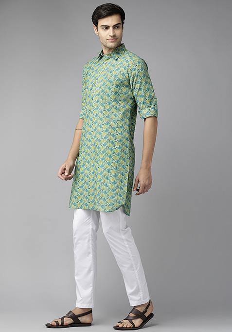 Buy Green Regular Pathani Kurta Set For Men - XMS00689 - Groom's Edit ...