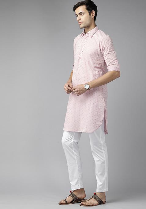 Buy Pink Regular Pathani Kurta For Men - XMS00725 - Summer Edit - Indya