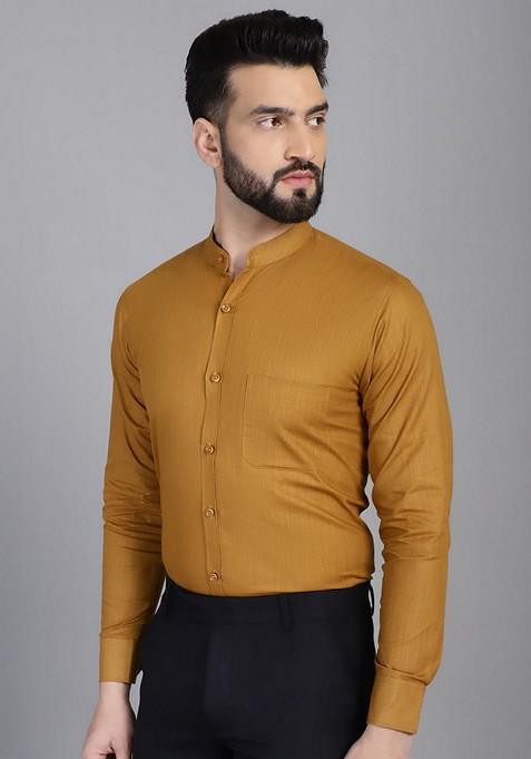 Buy Mustard Cotton Shirt For Men - XMS01862 - Summer Edit - Indya