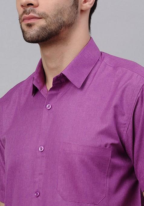 Buy Purple Cotton Shirt For Men - XMS02238 - Summer Edit - Indya
