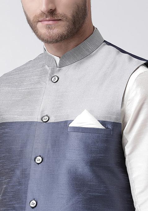 Buy Multi Color Embroidered Silk Nehru Jacket Set For Men - XMS08291 ...