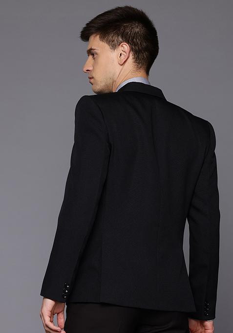 Buy Black Solid Polyester Blazer For Men - XMS11487 - Yoseba - Indya