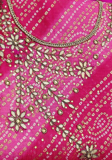 Buy Women Pink Bandhani Print Poly Blend Kurta Set - XPK00195 - Plus ...