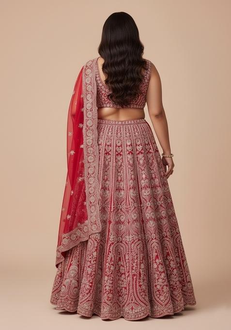 Buy Women Multi Color Embroidered Silk Lehenga Set - XPL02066 - Plus ...