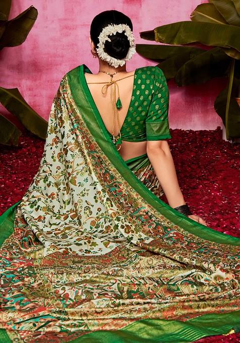 Buy Women Off White Ethnic Motif Saree Set - XSR05557 - Unstitched ...