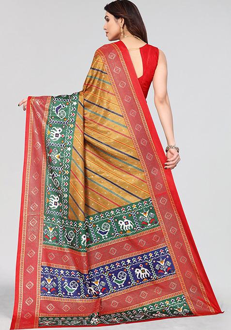 Buy Women Mustard Printed Dhola Silk Saree Set - XSR12770 - Silk Sarees ...