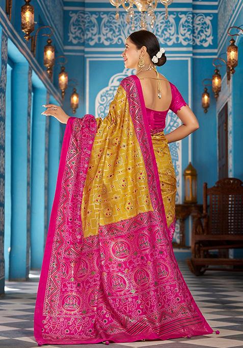 Buy Women Yellow Printed Dhola Silk Saree Set - XSR13312 - Silk Sarees ...