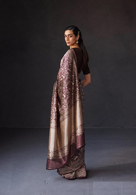 Buy Women Rust Banarasi Soft Silk Saree Set - XSR16894 - Traditional ...