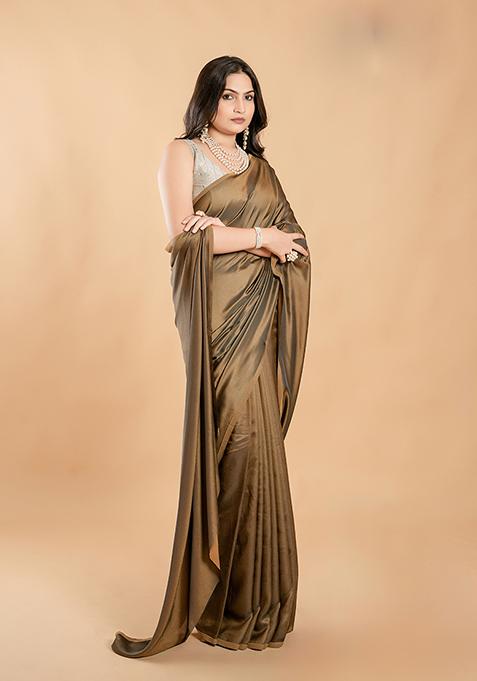 Buy Women Golden Solid Burfi Silk Saree Set - XSR26431 - Silk Sarees ...